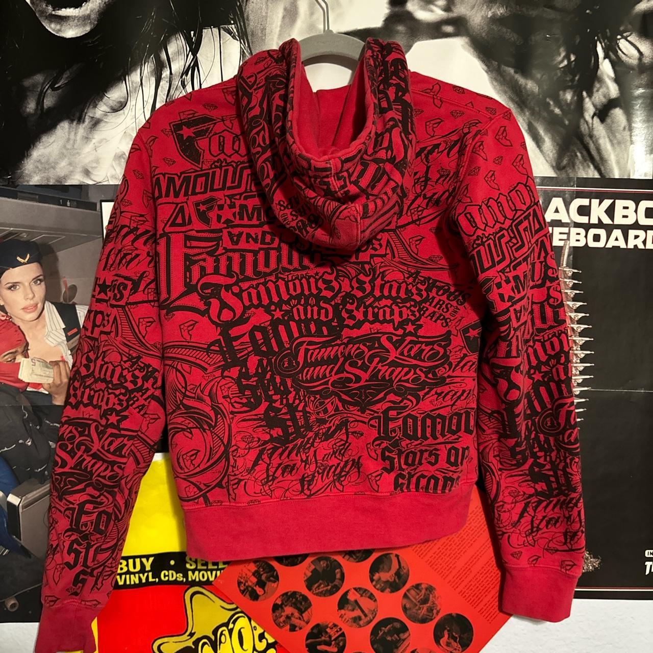 DOPE famous stars and straps zip up hoodle red and... - Depop