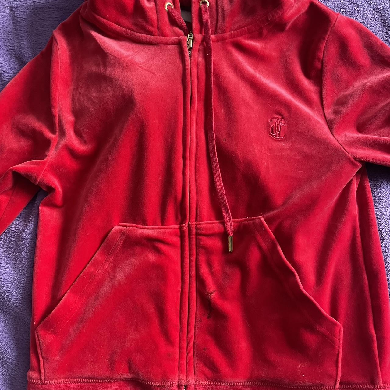 Juicy couture red sports zip up jumper - Depop