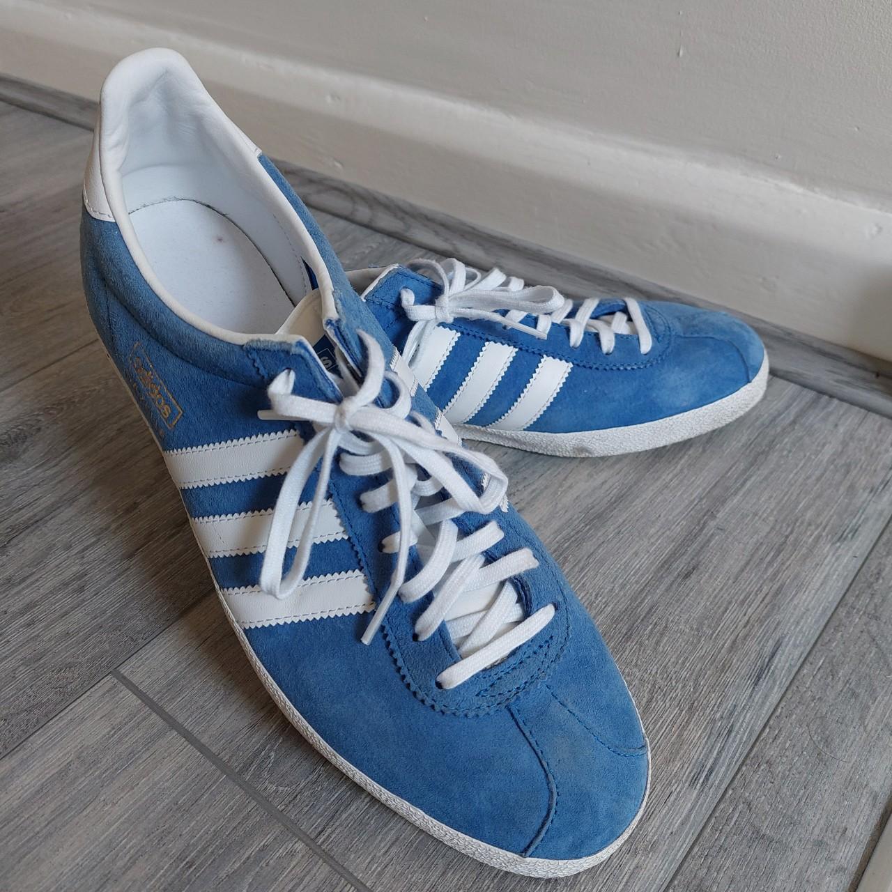Powder Blue suede Adidas Gazelle in size 9. Have... - Depop