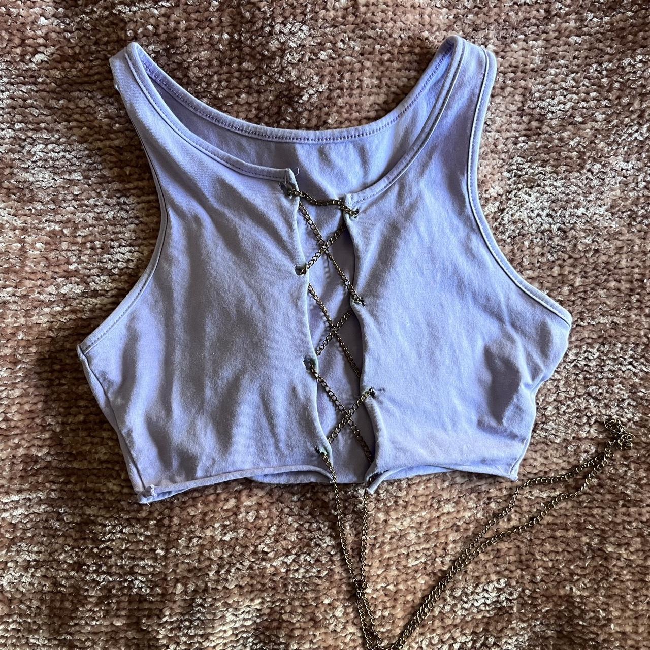 Pastel purple chain edgy crop top - Depop