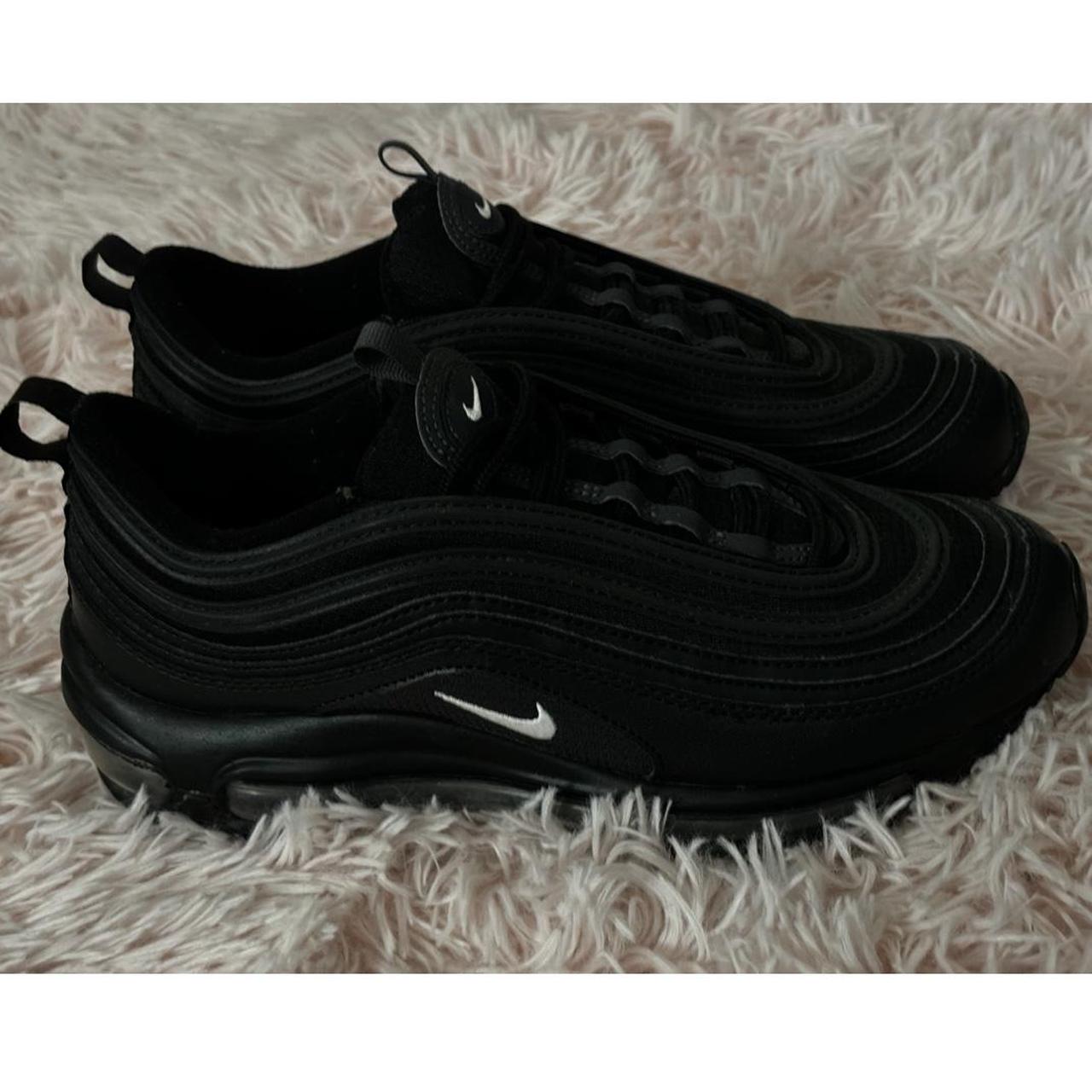 air max 97 black size 6 in boys youth barely... - Depop