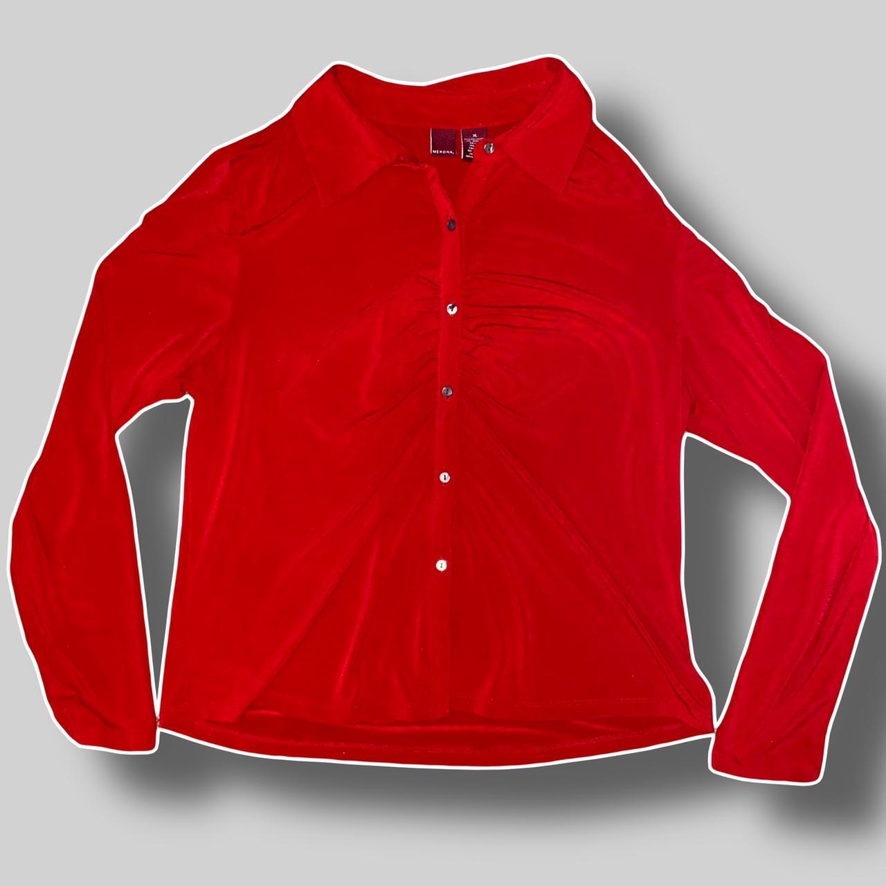 Merona red button up blouse. I had my senior... - Depop