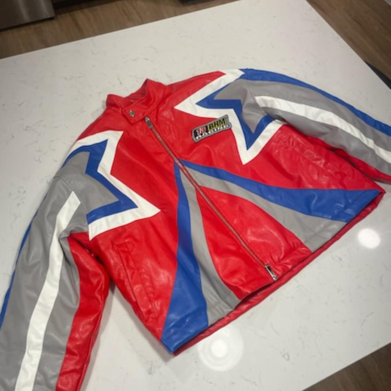 Red Racer Jacket - Depop