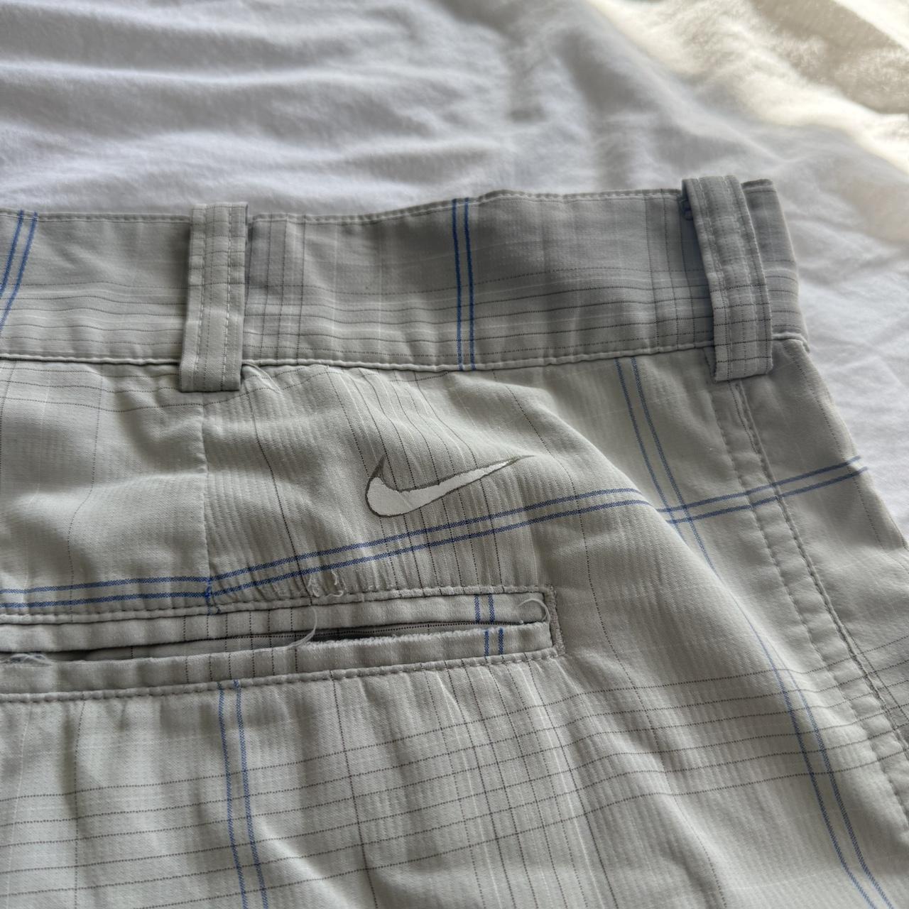 Vintage Nike golf jorts Grey white stripe blue Size 38 | Depop