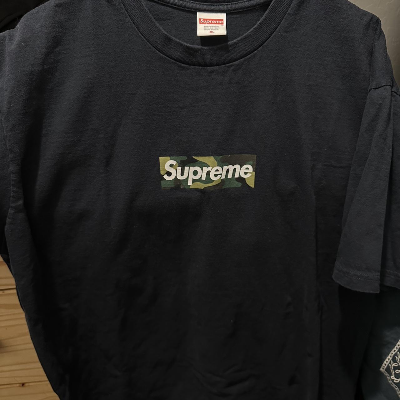 Selling supreme box logo t-shirt navy blue from... - Depop