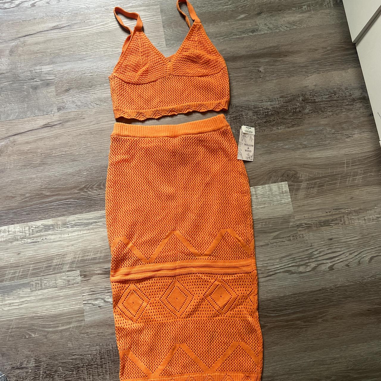 orange crochet matching set! perfect for summer or... | Depop