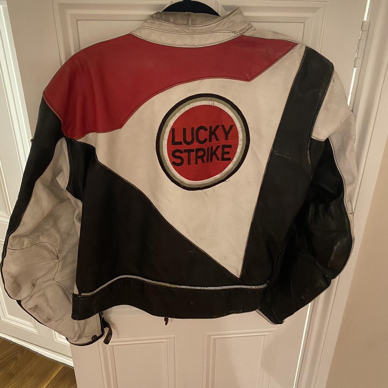 Vintage Lucky Strike motorcycle jacket Slightly... - Depop