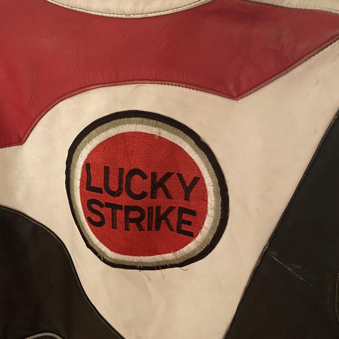 Vintage Lucky Strike motorcycle jacket Slightly... - Depop