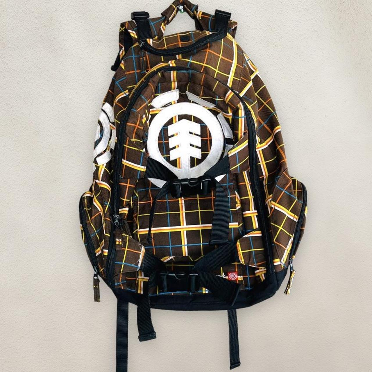 Vintage Brown Element Skateboarding Backpack Striped... - Depop
