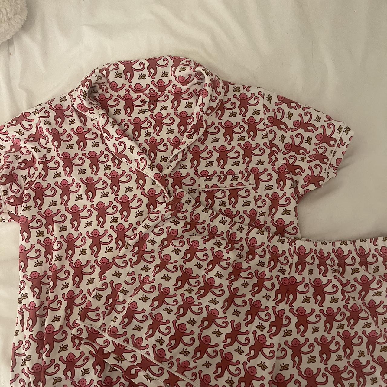 Roller Rabbit Pink and White Monkey Pajamas sold out... - Depop