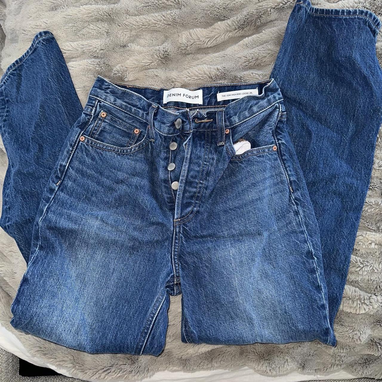 Denim forum Joni low rise loose 29L jeans. Size 23”... - Depop