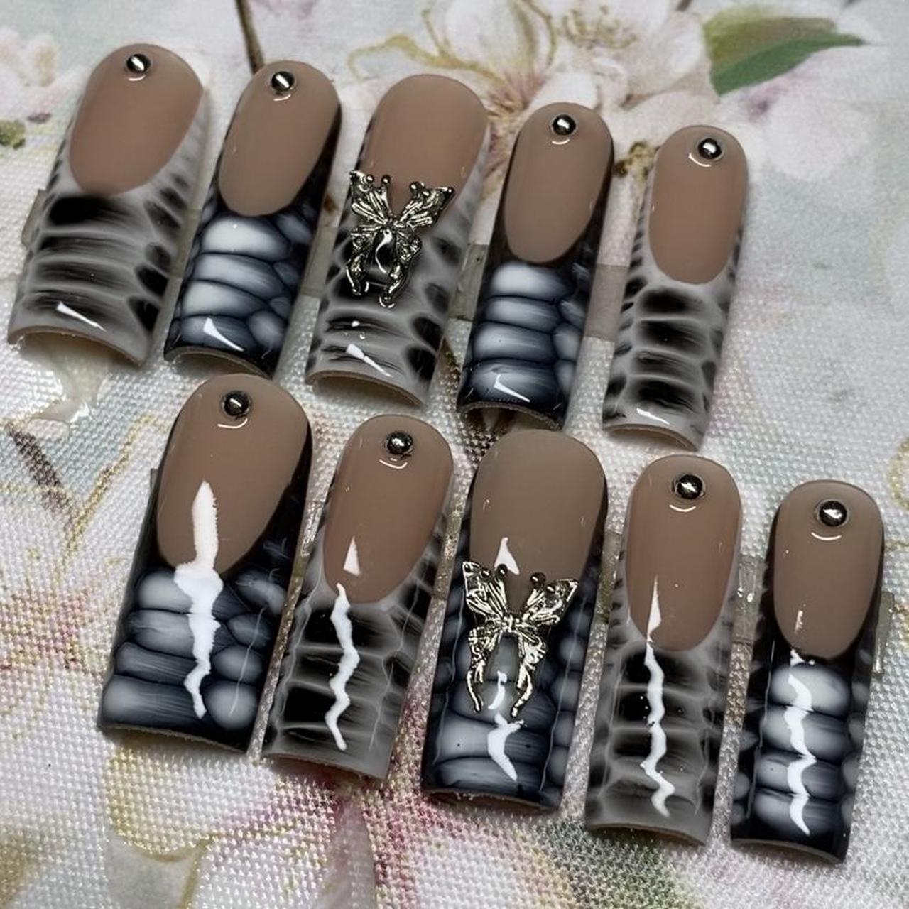 Black And White Nails Depop