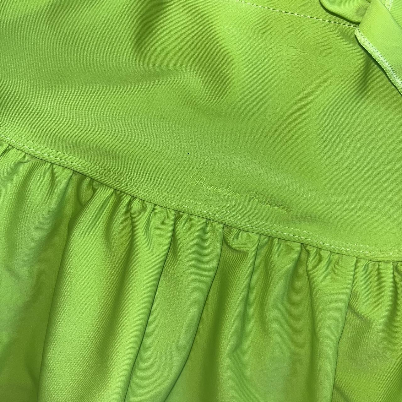 2000s green micro mini swim suit skirt details... - Depop