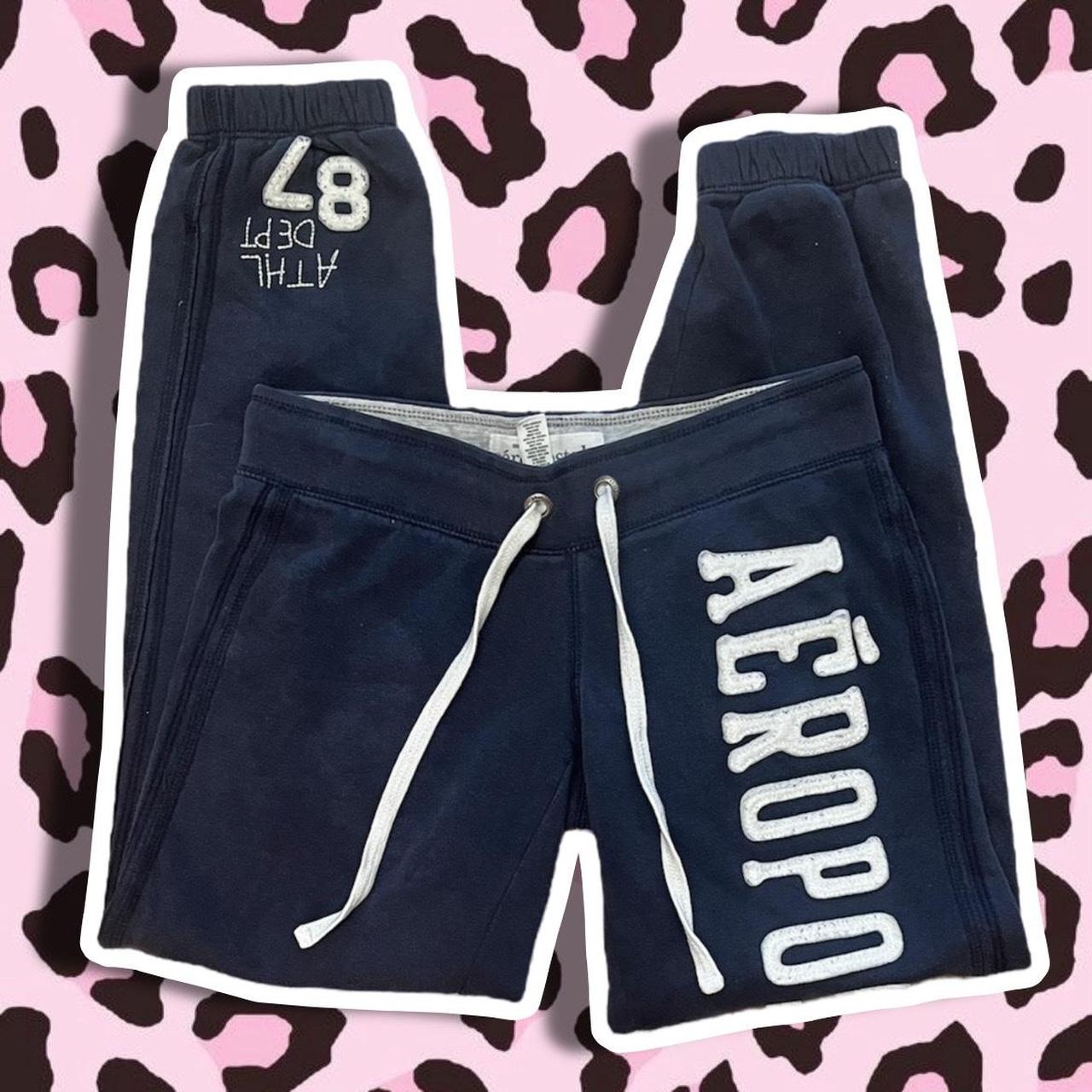 2000s low waisted Aeropostale navy joggers with... - Depop