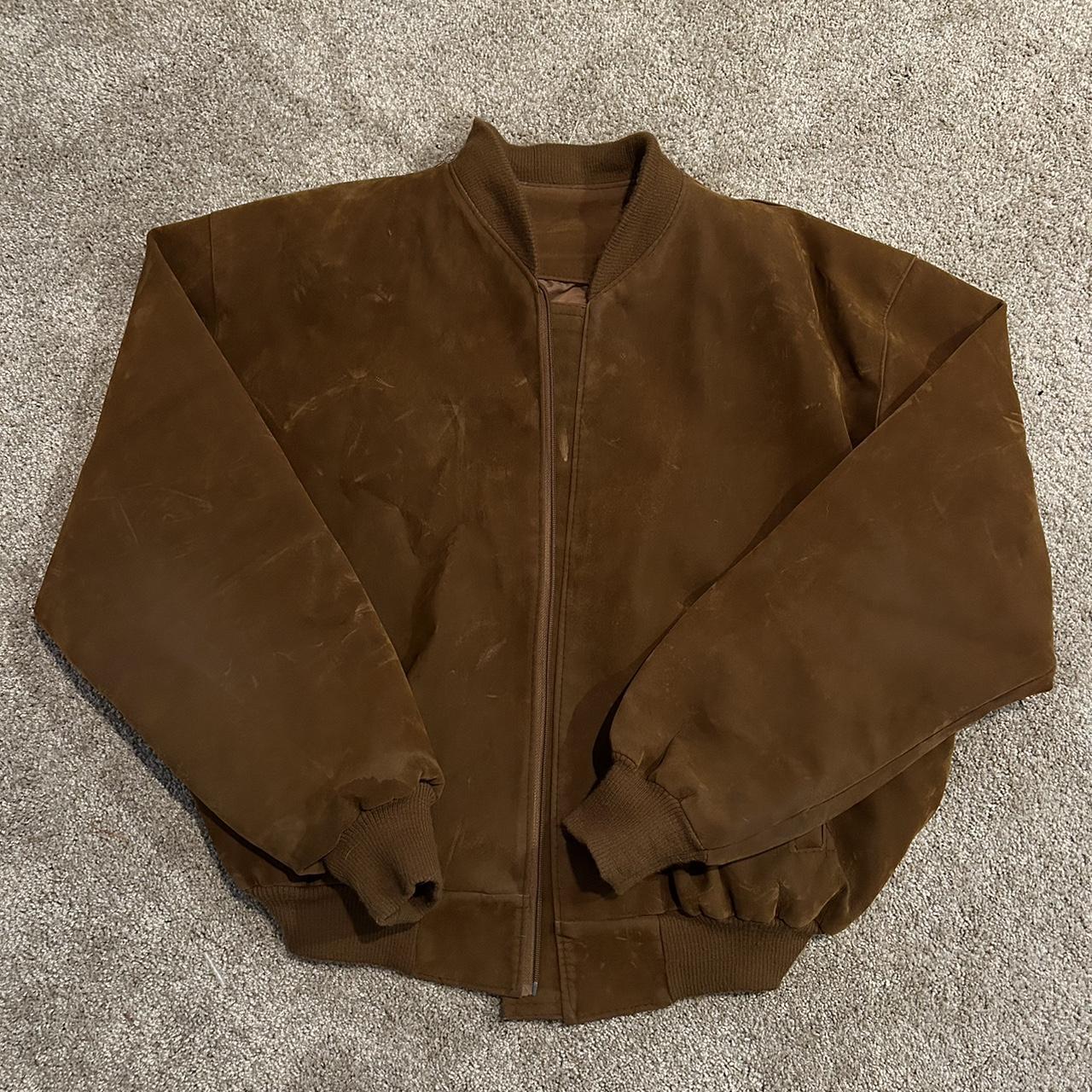 Brown Suede Bomber Jacket - Made in Italy! Silk... - Depop