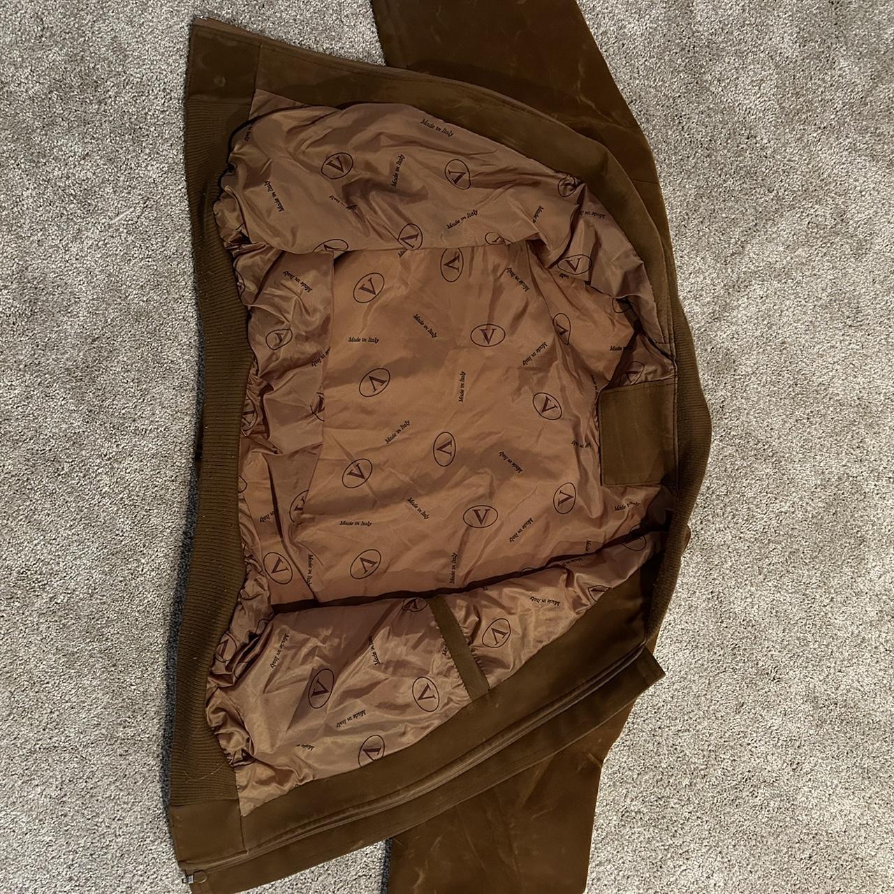 Brown Suede Bomber Jacket - Made in Italy! Silk... - Depop