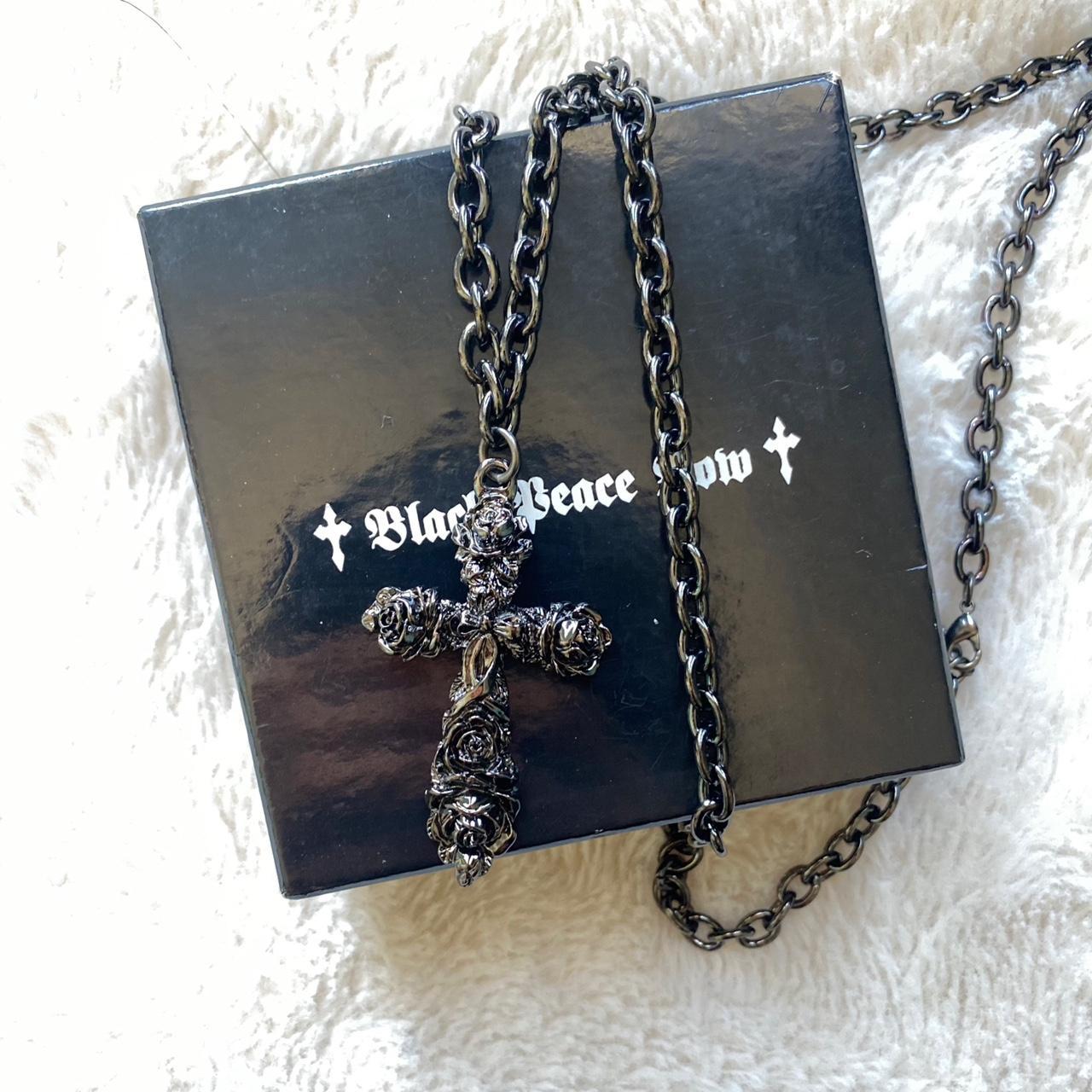 Black Peace Now Cross Necklace Paired with my other... - Depop