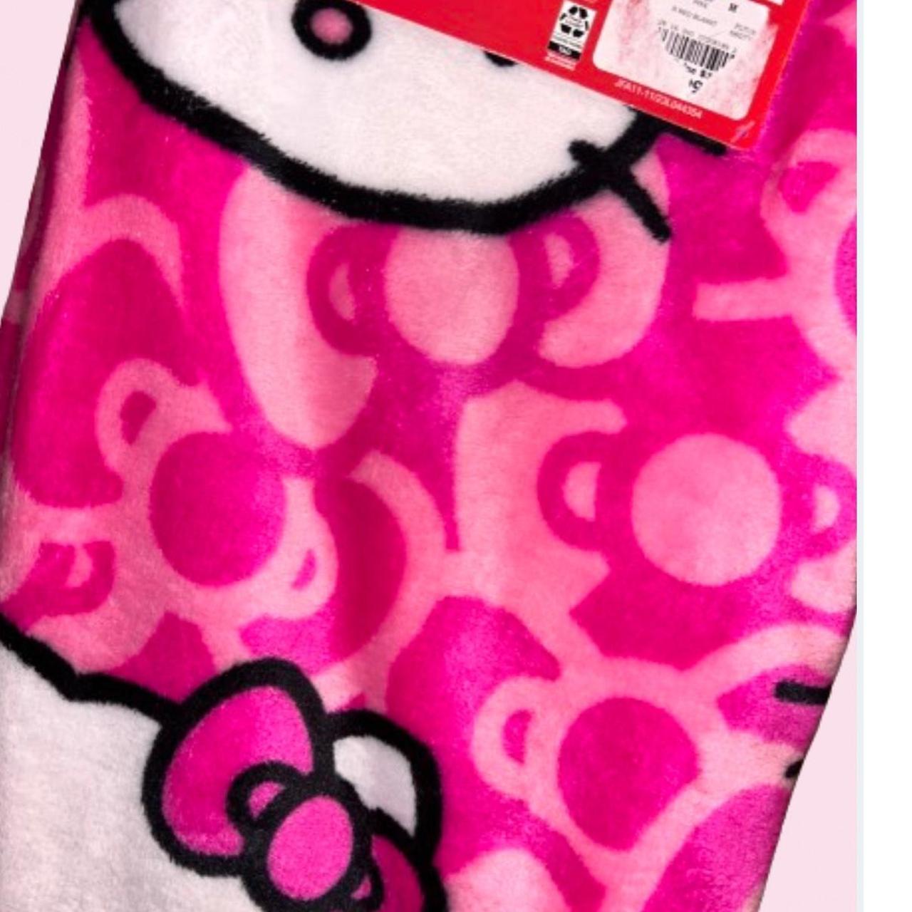 Hello Kitty Sanrio Hot Pink Bow Blanket 50” X 70”... - Depop