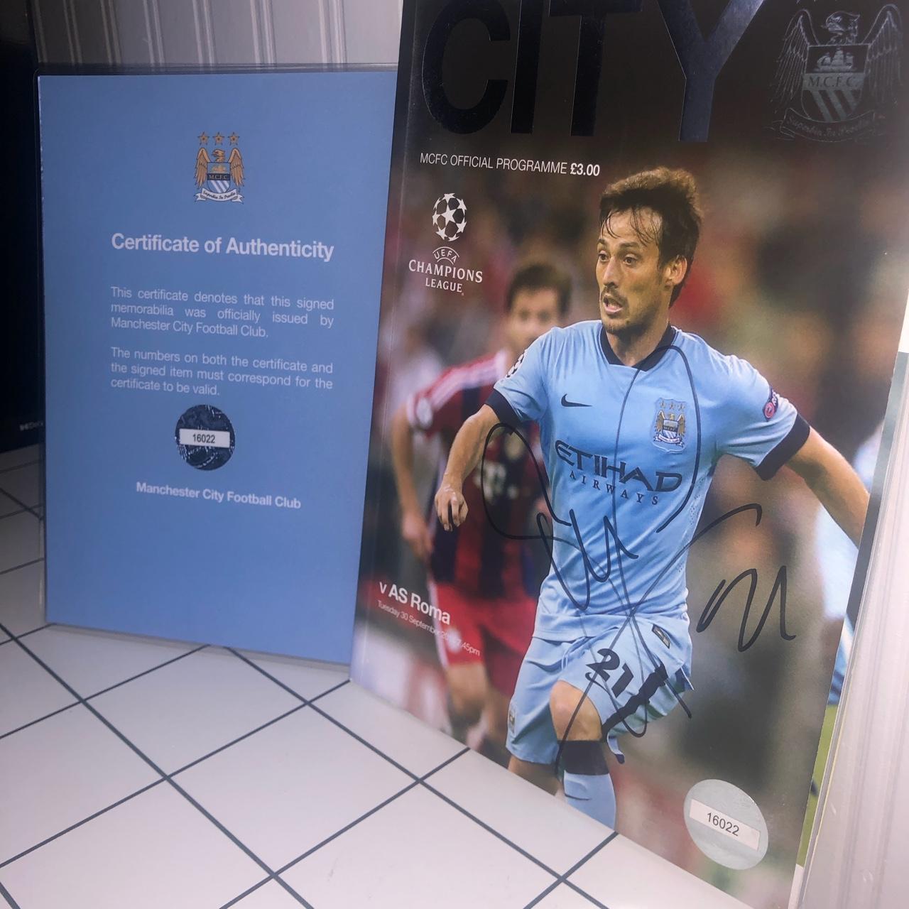 Hand signed David silva autograph, certificate of... - Depop