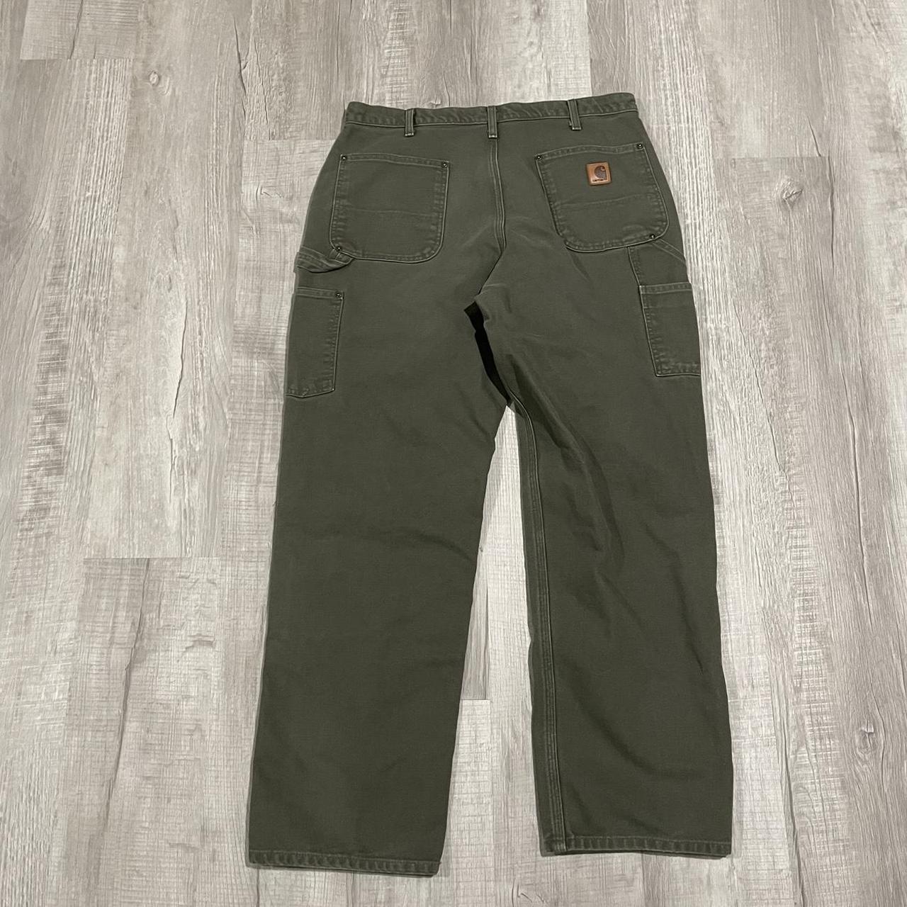 Vintage olive green Carhartt double knees with the... - Depop