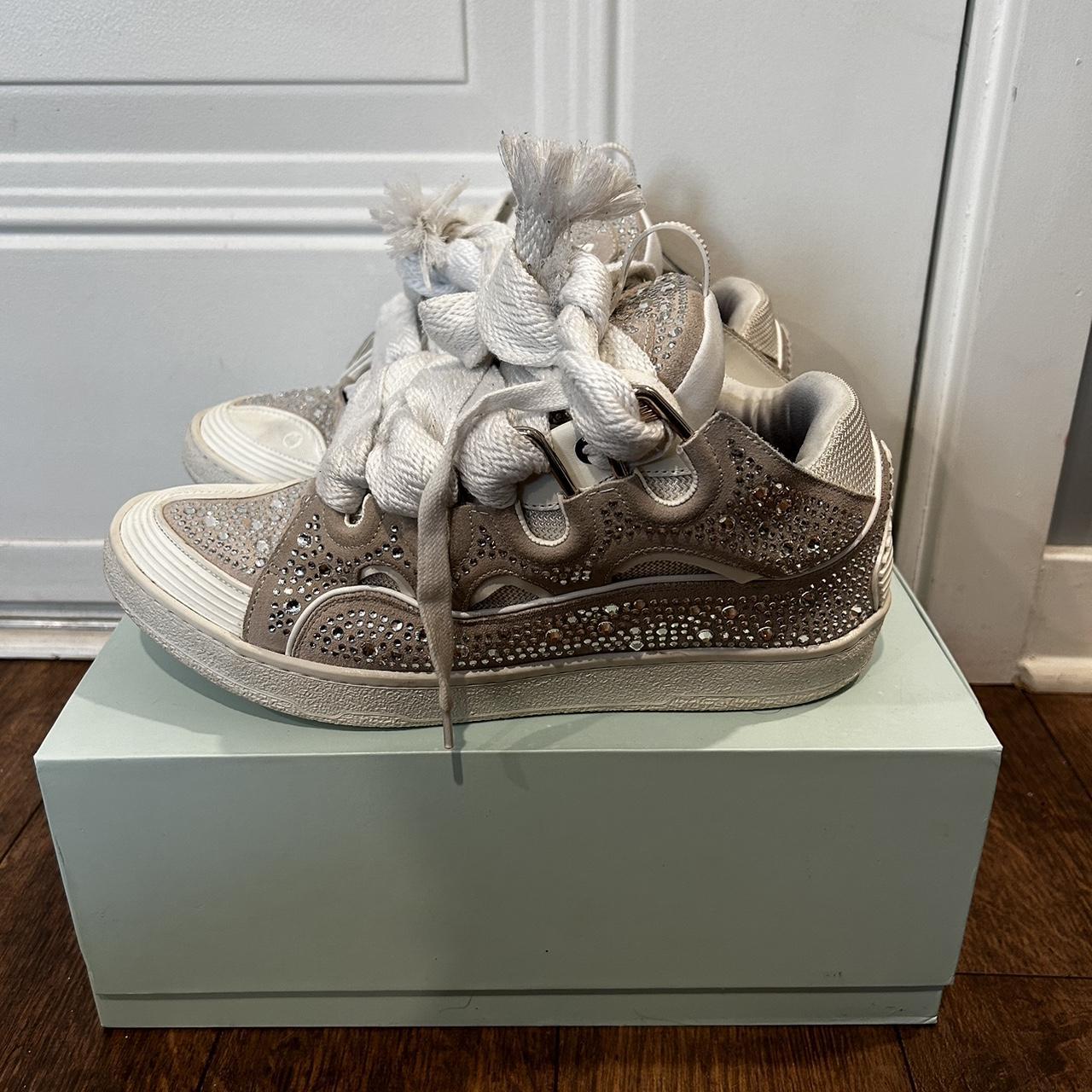 Lanvin Curb Rhinestone Sneaker -labeled size 46... - Depop