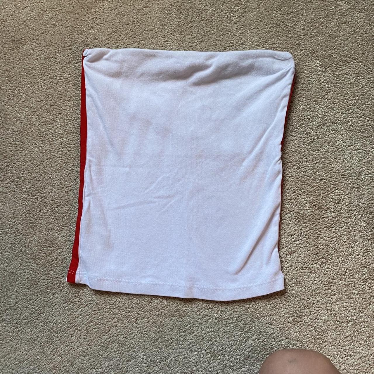 England Subdued white and red tube top Size medium... - Depop