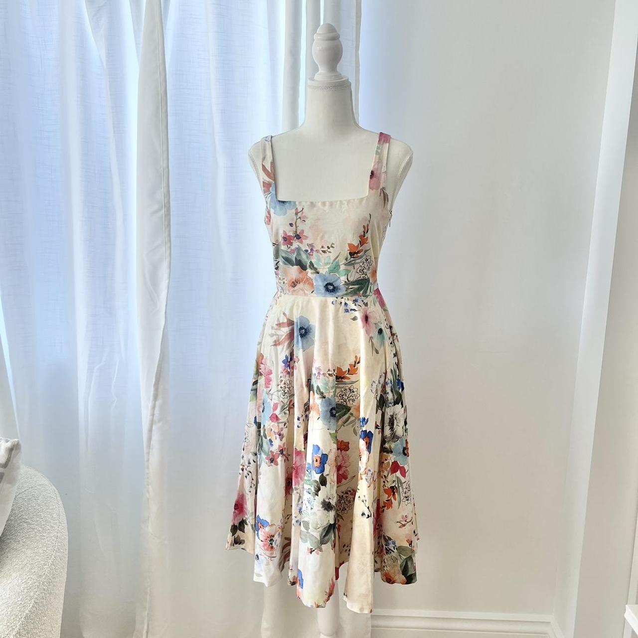 Beautiful Zara watercolour floral print midi dress... - Depop