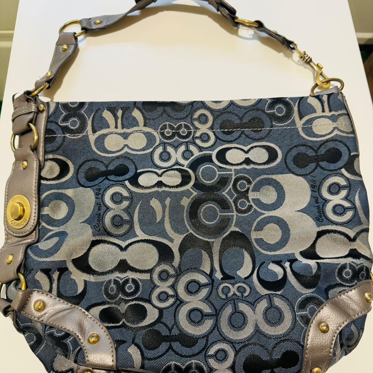Coach shoulder bag #blue&black A bit damaged on the... | Depop