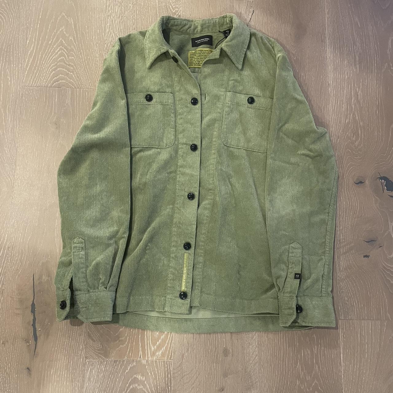 green corduroy shacket - scotch and soda - size... - Depop