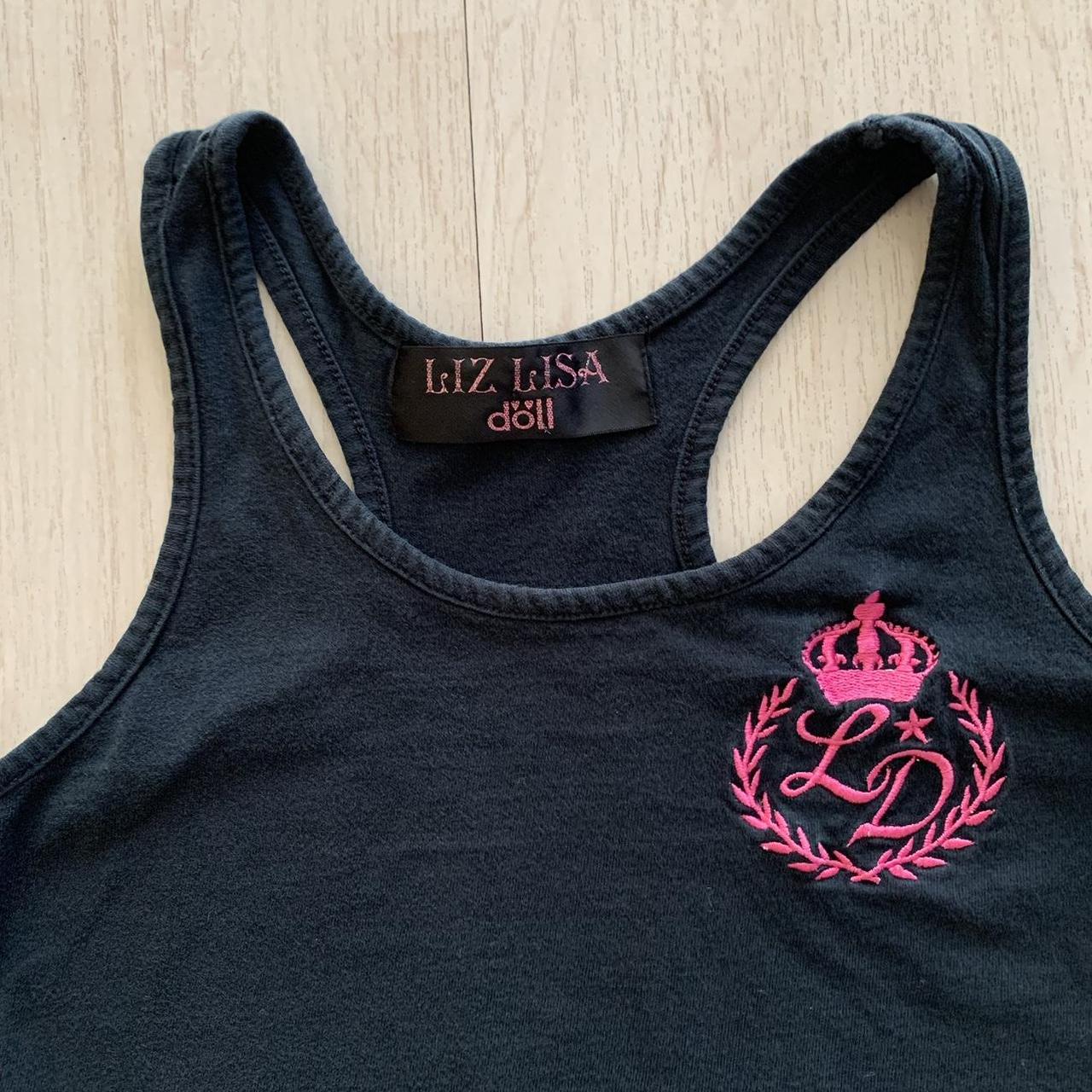 Early 2000s y2k Liz Lisa navy cotton racerback tank... - Depop