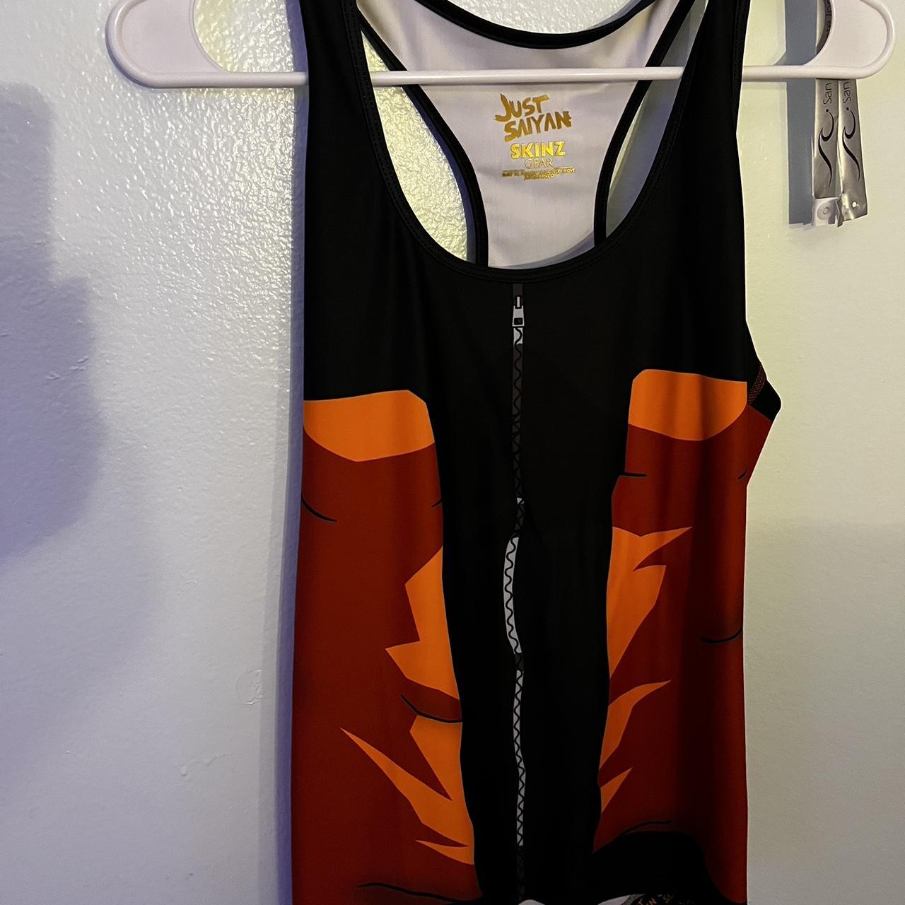 Orange and black Just Saiyan Skinz tank top,... | Depop