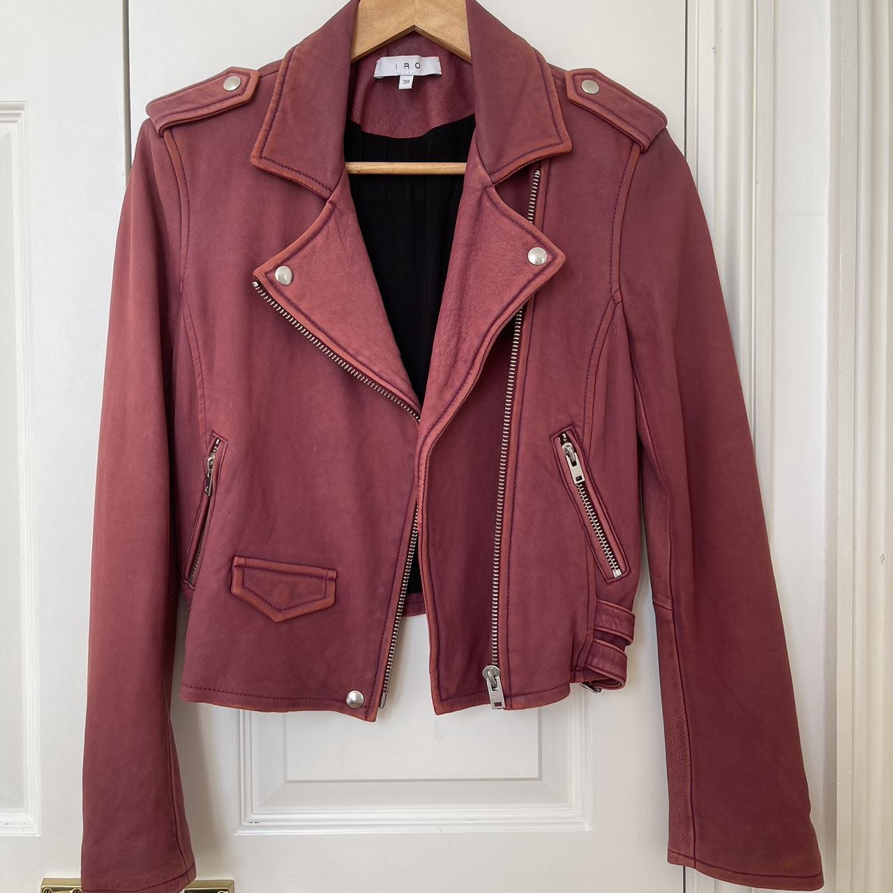 IRO Women's Red and Burgundy Jacket | Depop
