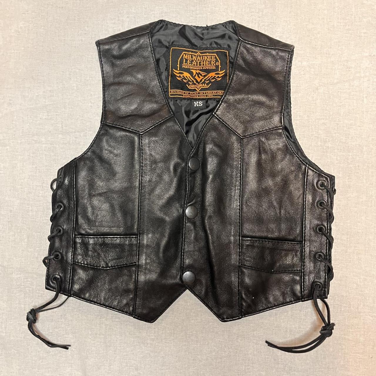 Milwaukee Leather kids black XS side lace 3 snap... | Depop