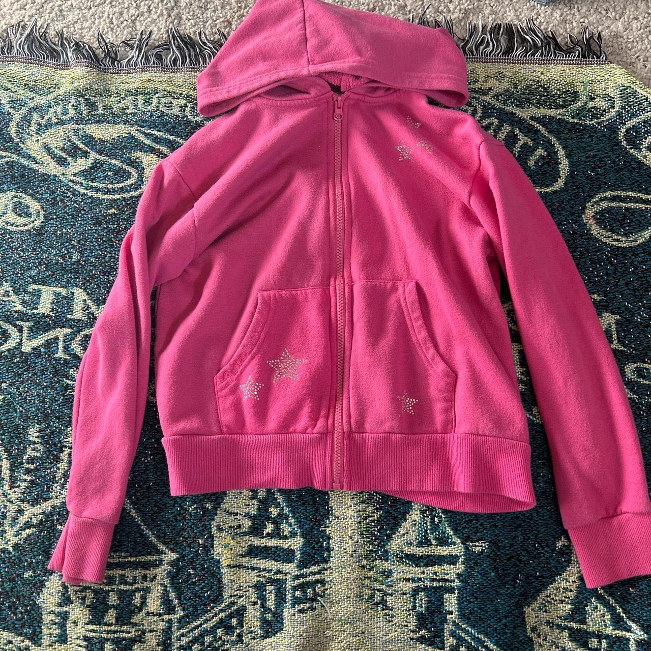 Pink Cropped Jacket W/ Gem Stars Size: XS #pink... - Depop