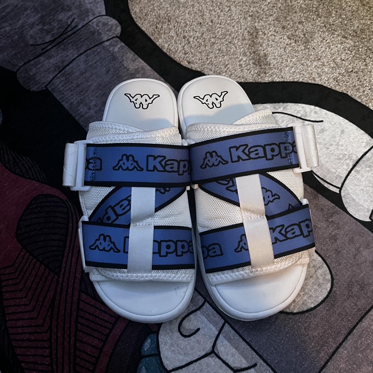 Blue & White Kappa Slides🤍💙 Size: 9(run small so... - Depop