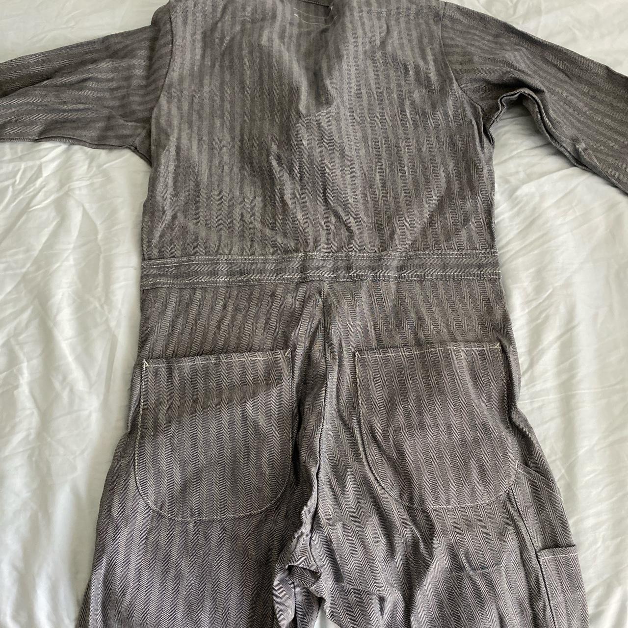 Grey striped work suit/ coveralls Really nice,... - Depop