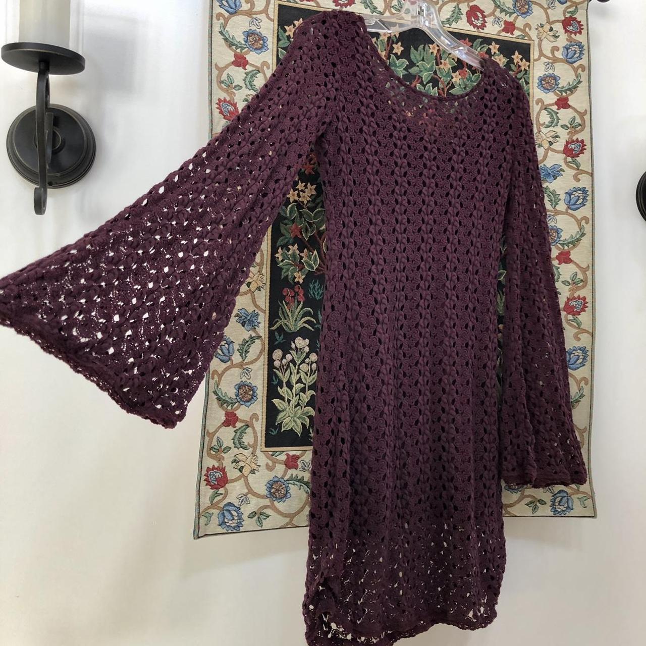 beautiful deep purple knit flare sleeve free people... - Depop