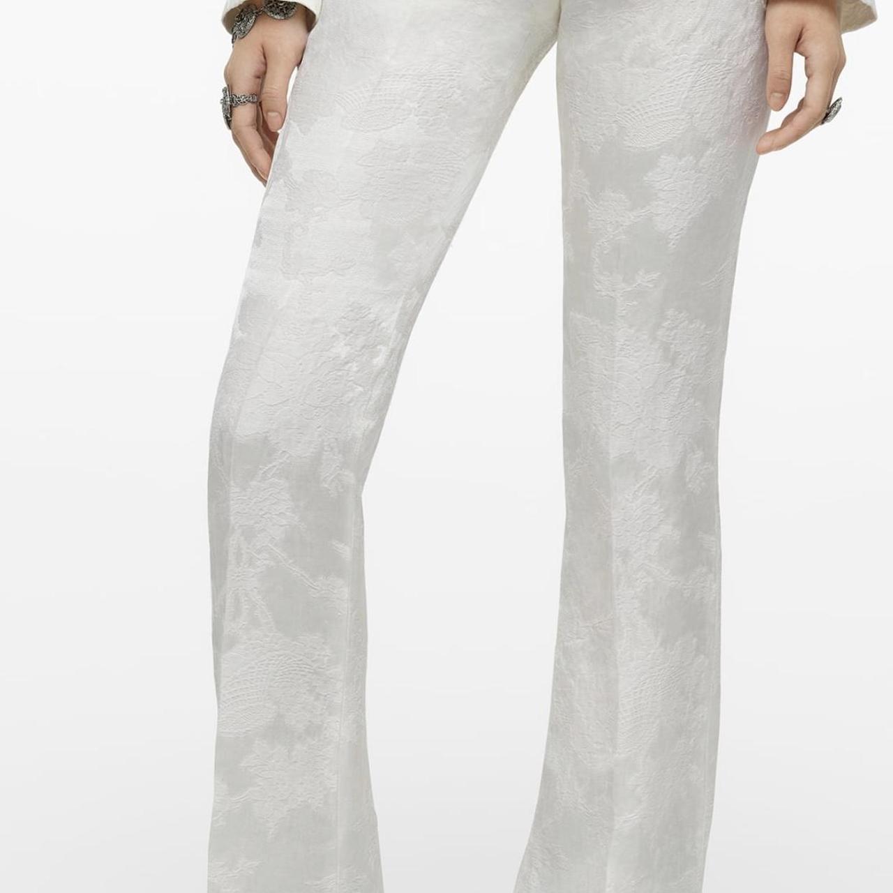 Zara jacquard trousers limited edition oyster white... - Depop