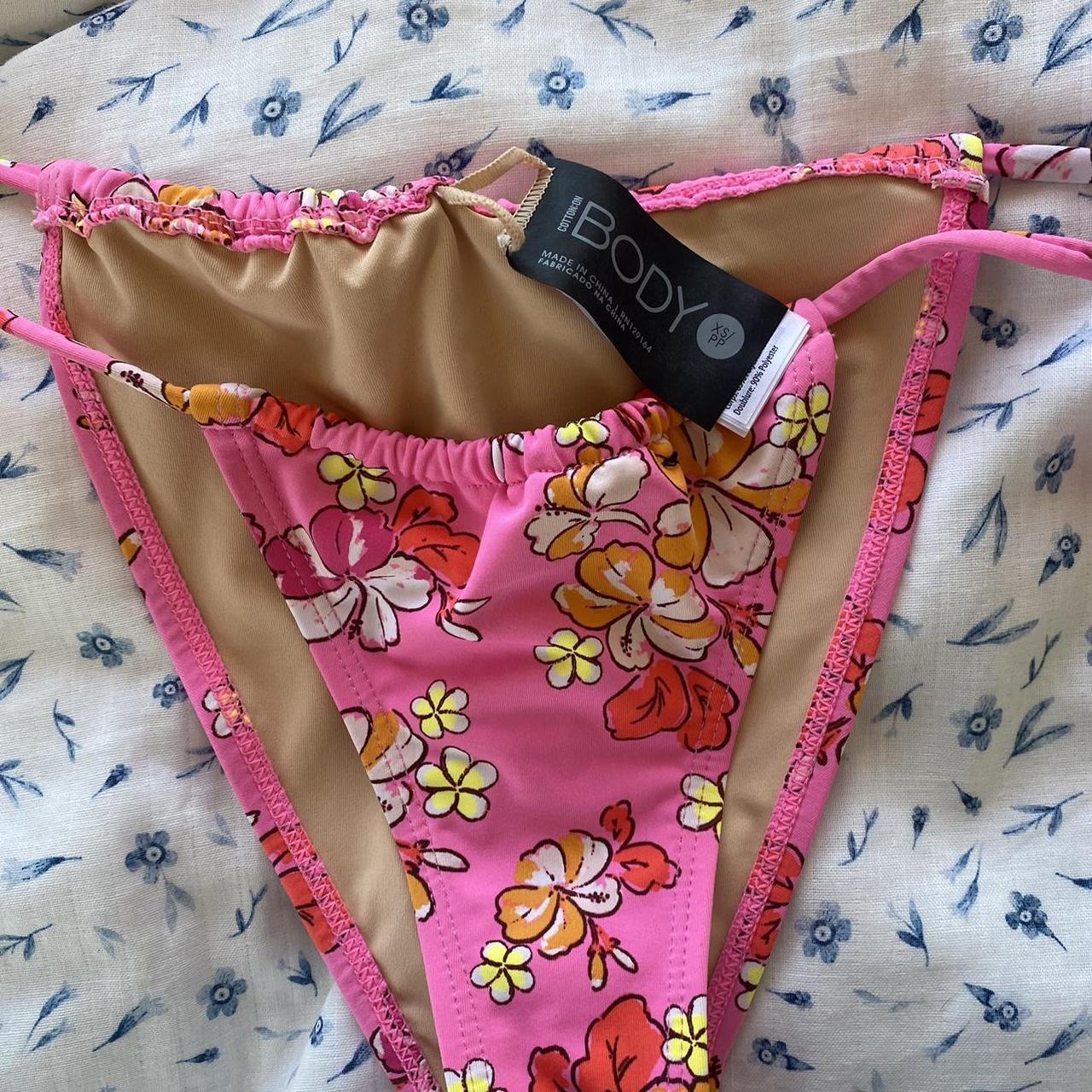 Pink cotton on body triangle bikini set only worn... - Depop