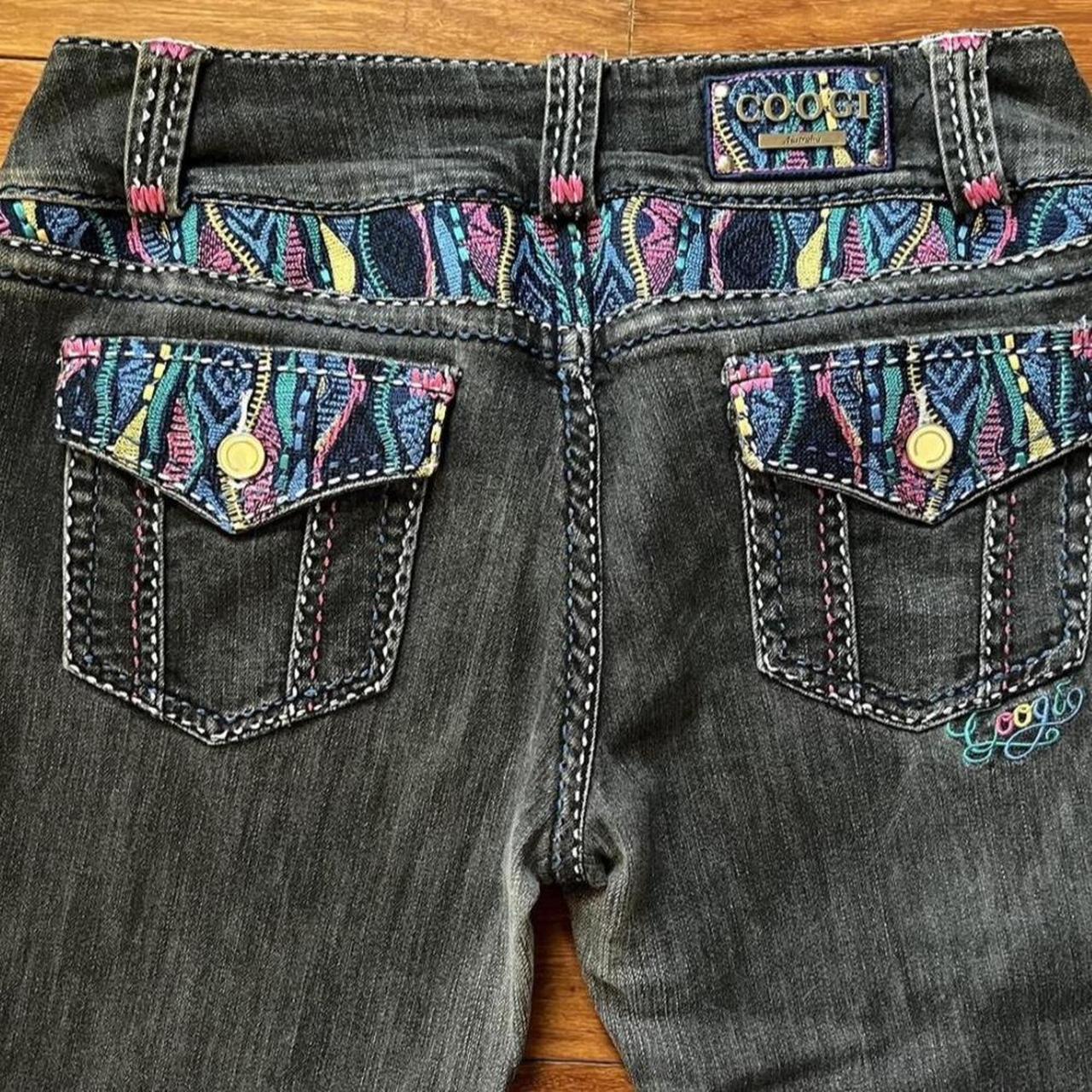 Rare unique coogi black jeans with embroidery... - Depop