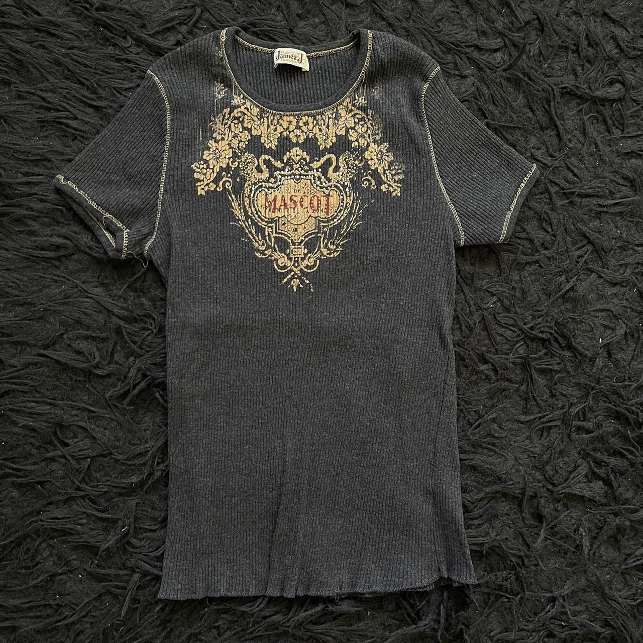 Y2K Mcbling baby tee really cute stitching, no... - Depop