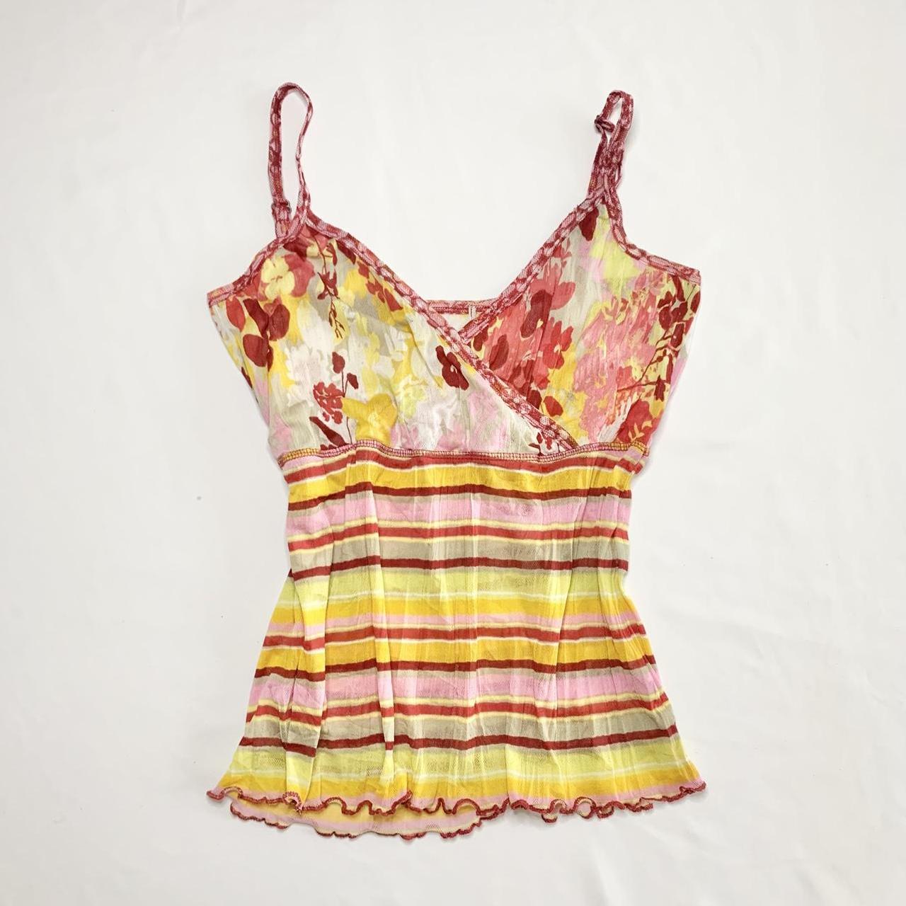 Super cute colourful cami top with adjustable straps... | Depop