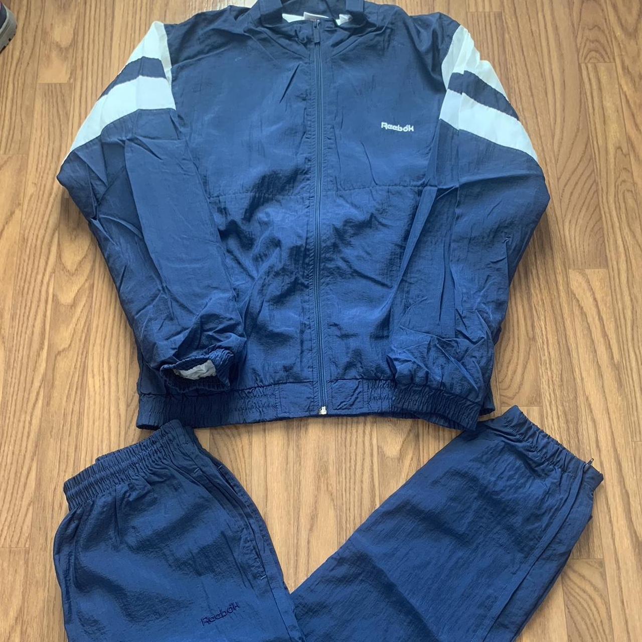 Vintage Reebok Track Suit 90s Blue Size Medium Men... | Depop