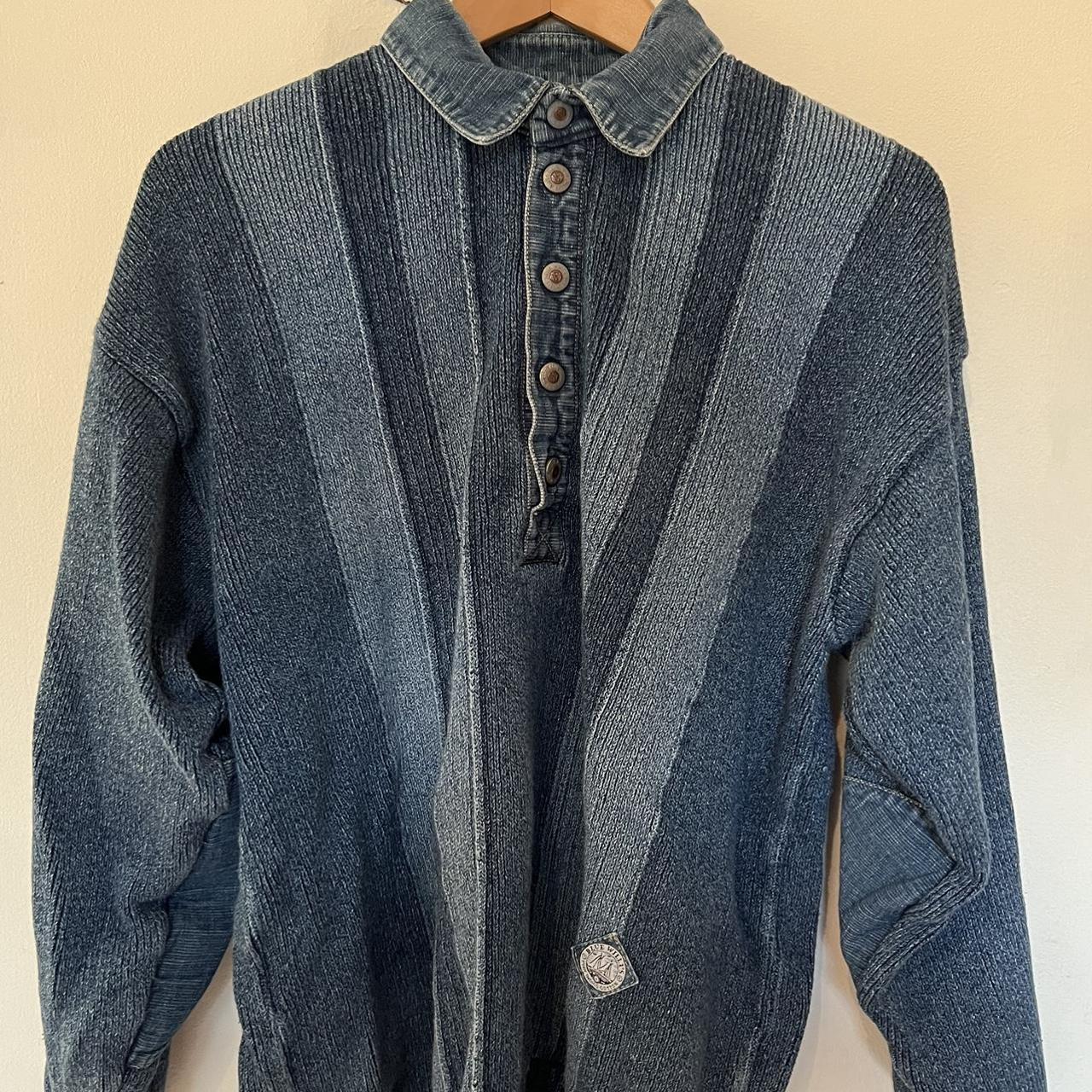 Authentic Blue Willis 1/4 button up sweater Chest:... - Depop