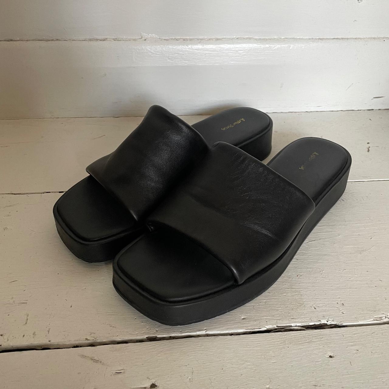perfect chic black leather slides ~ perfect for... - Depop