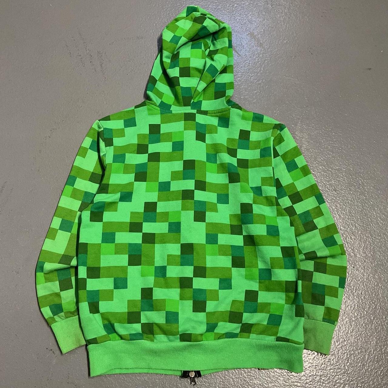 Y2K Minecraft Creeper Hoodie Full Zip Up Mask... - Depop