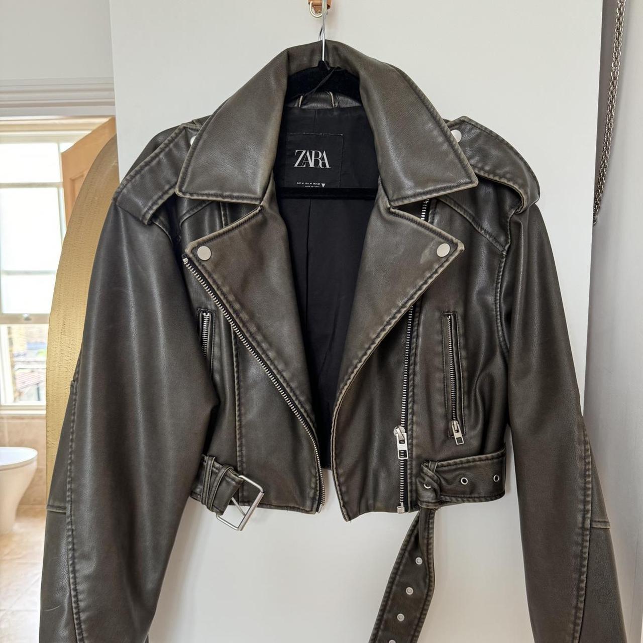 ZARA cropped leather jacket - Depop