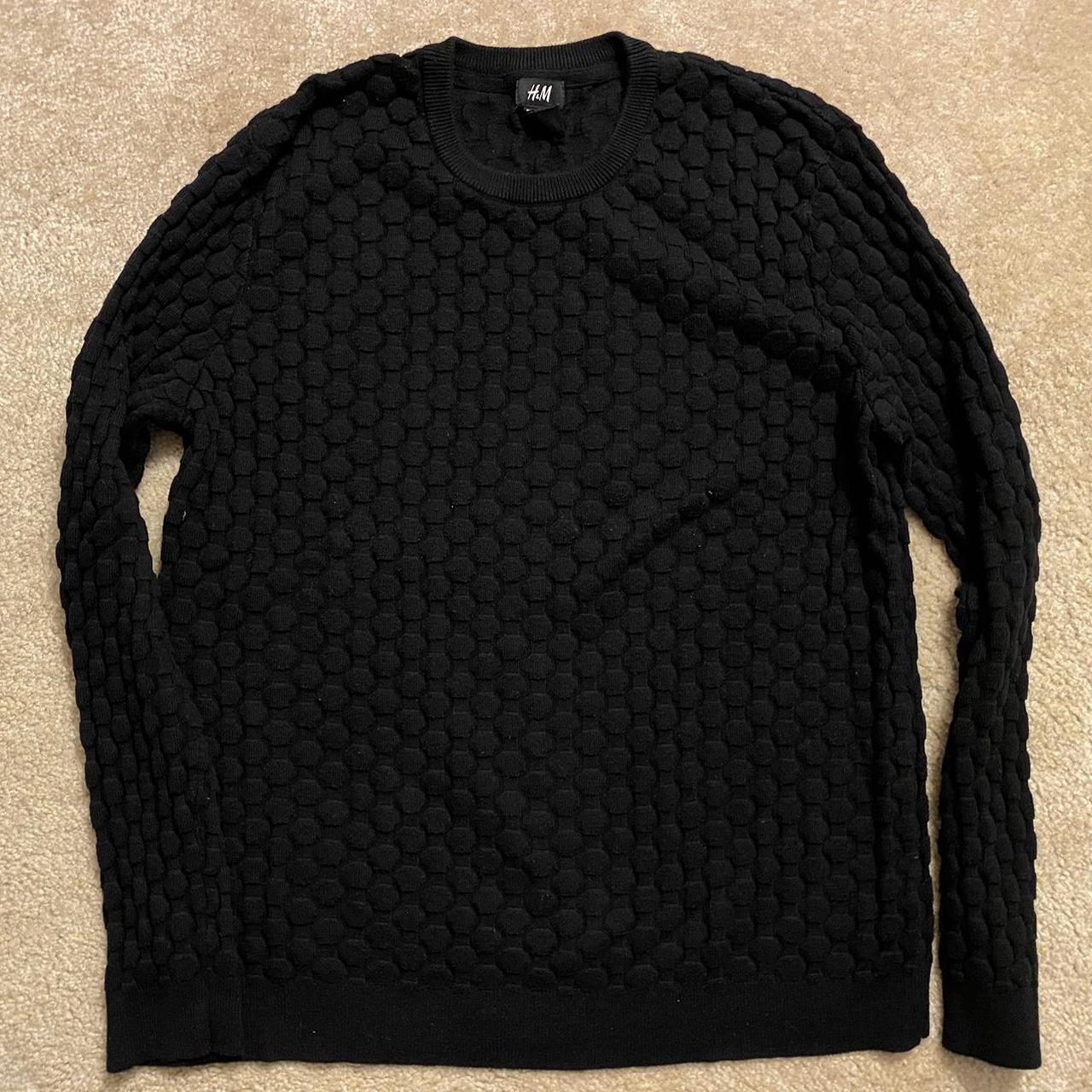 Black H&M textured sweater. Men’s large #textured... - Depop