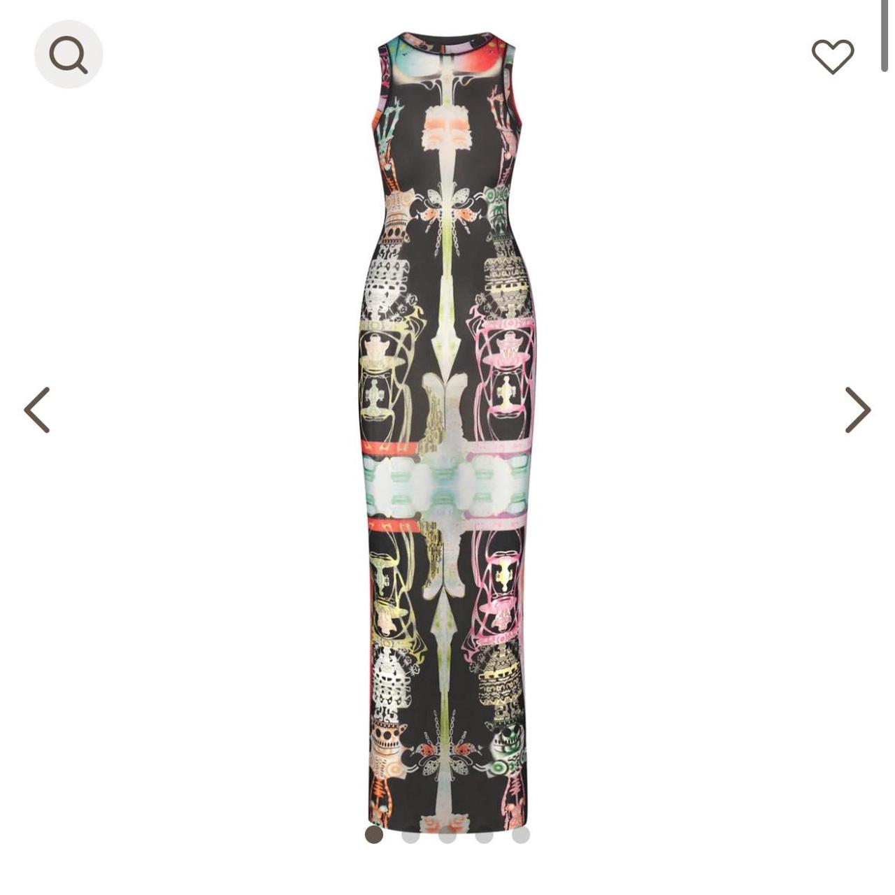 skims summer mesh high neck long dress pattern:... - Depop