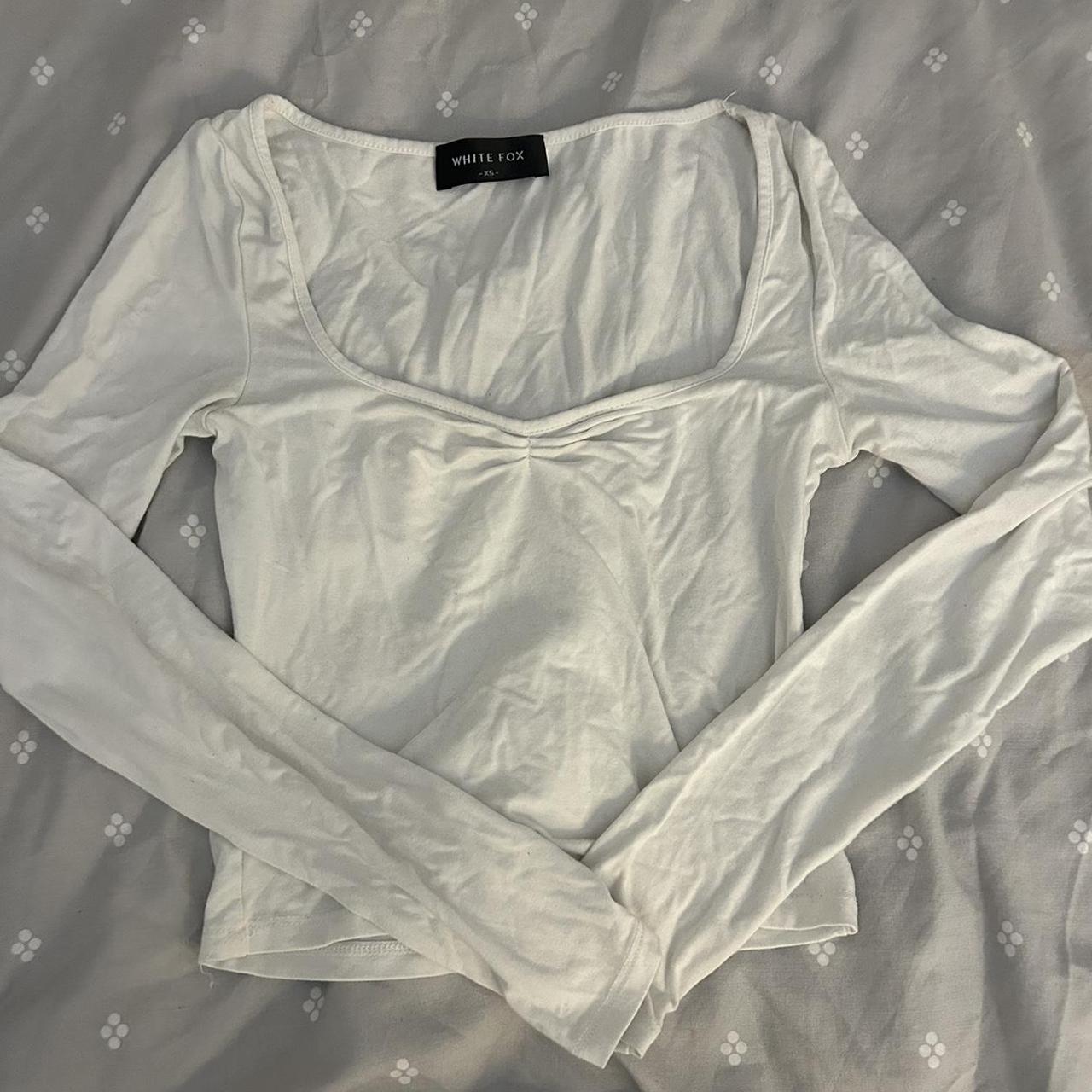 White long sleeve white fox top originally £40 very... - Depop